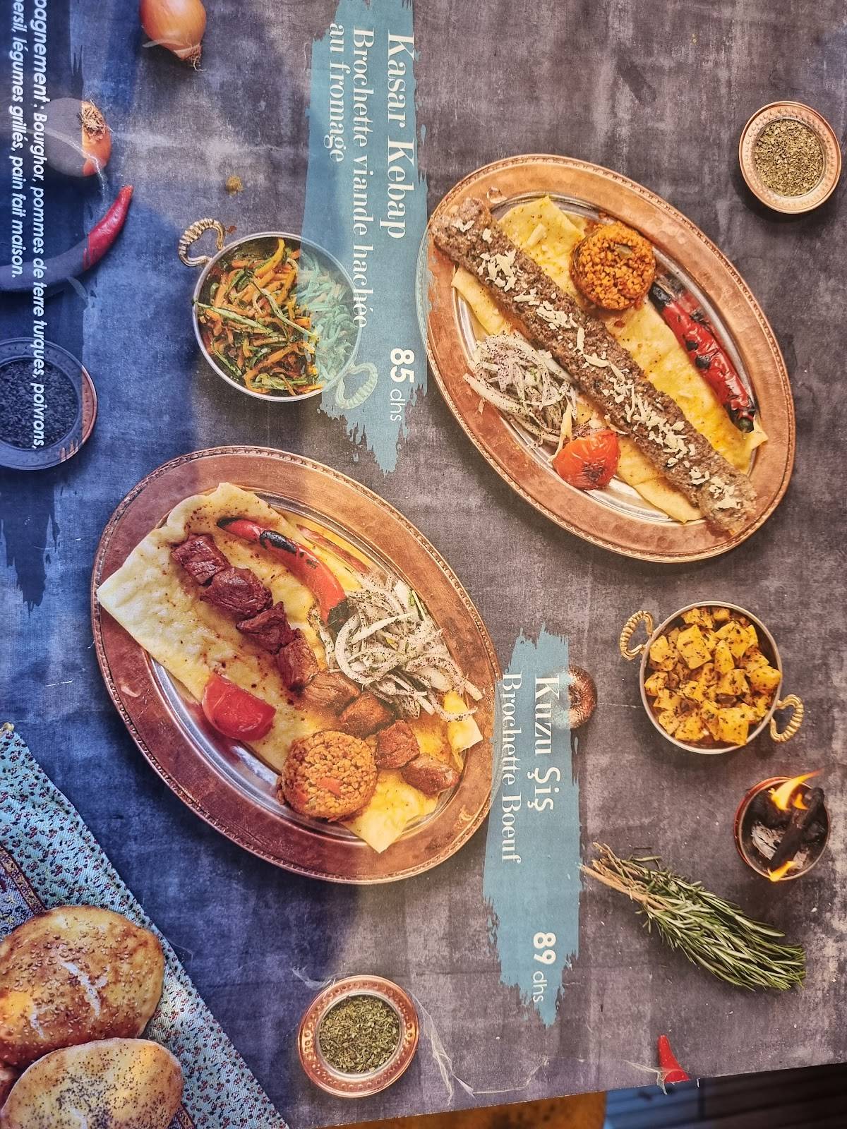 Menu au Beyti Istanbul restaurant, Rabat, Av. Annakhil
