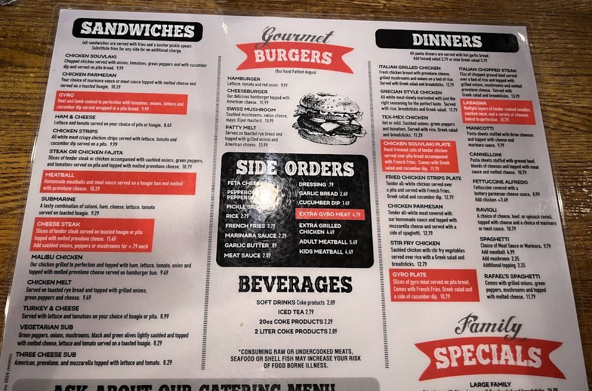 Menu at Rafael's Pizzeria & Italian Restaurant, Ringgold