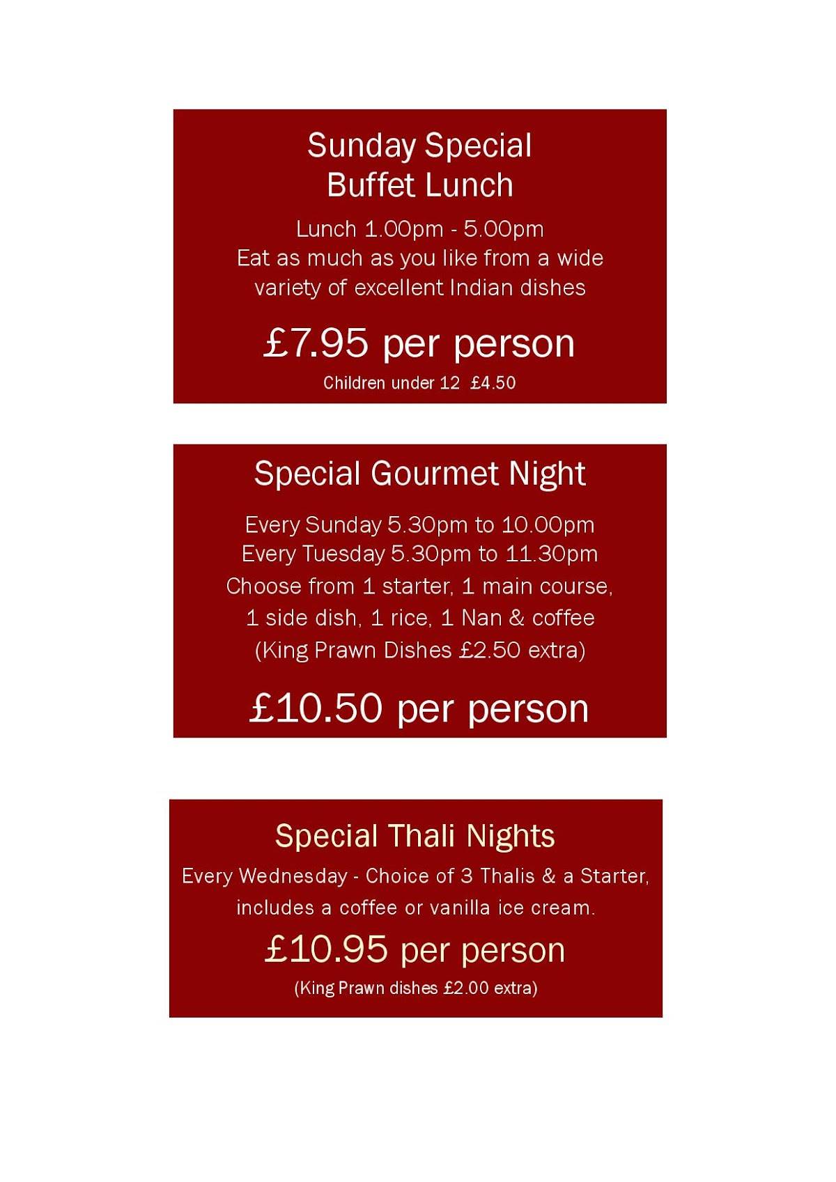 Menu at Raj Garden restaurant, Bushey, 217-219 Park Ave