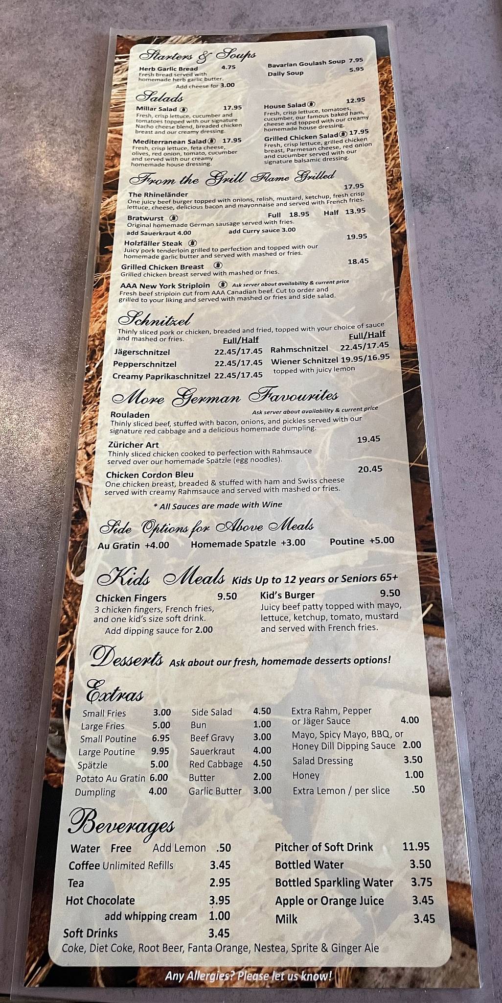 Menu at Ralph's German Restaurant And Café, Winkler