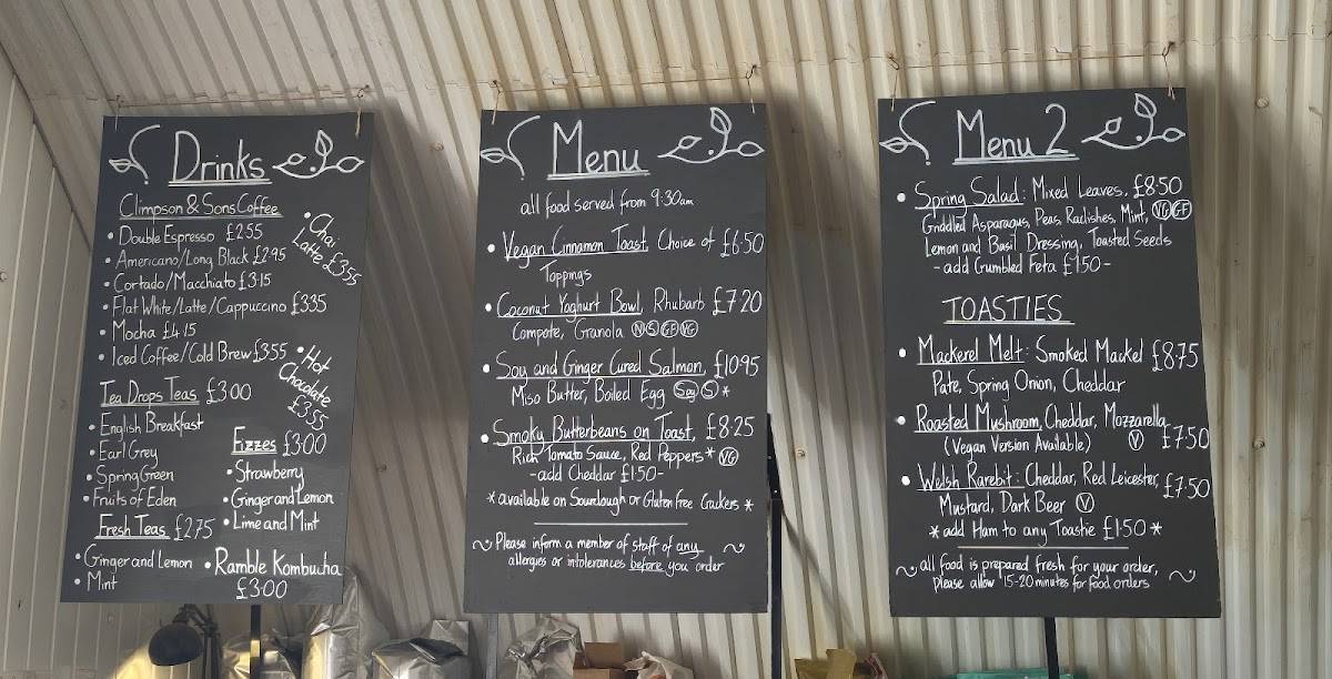Menu at Ramble Cafe E7, London