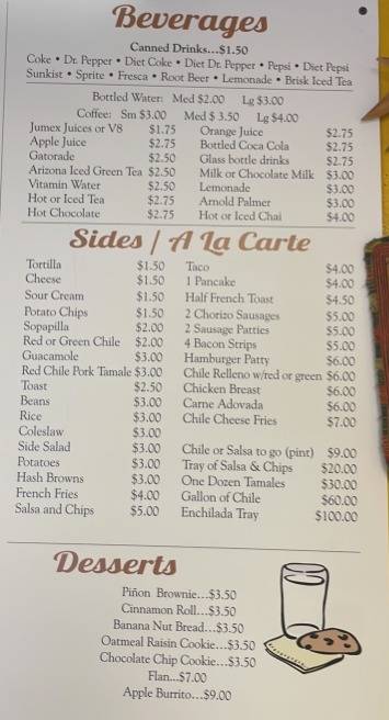 Menu at Ramblin' Cafe, Santa Fe