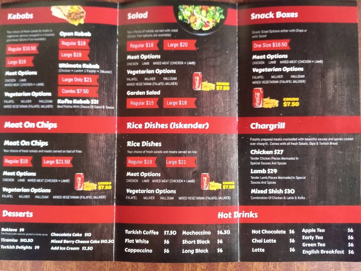 Carta de The Ottoman: Turkish Restaurant, Rangiora