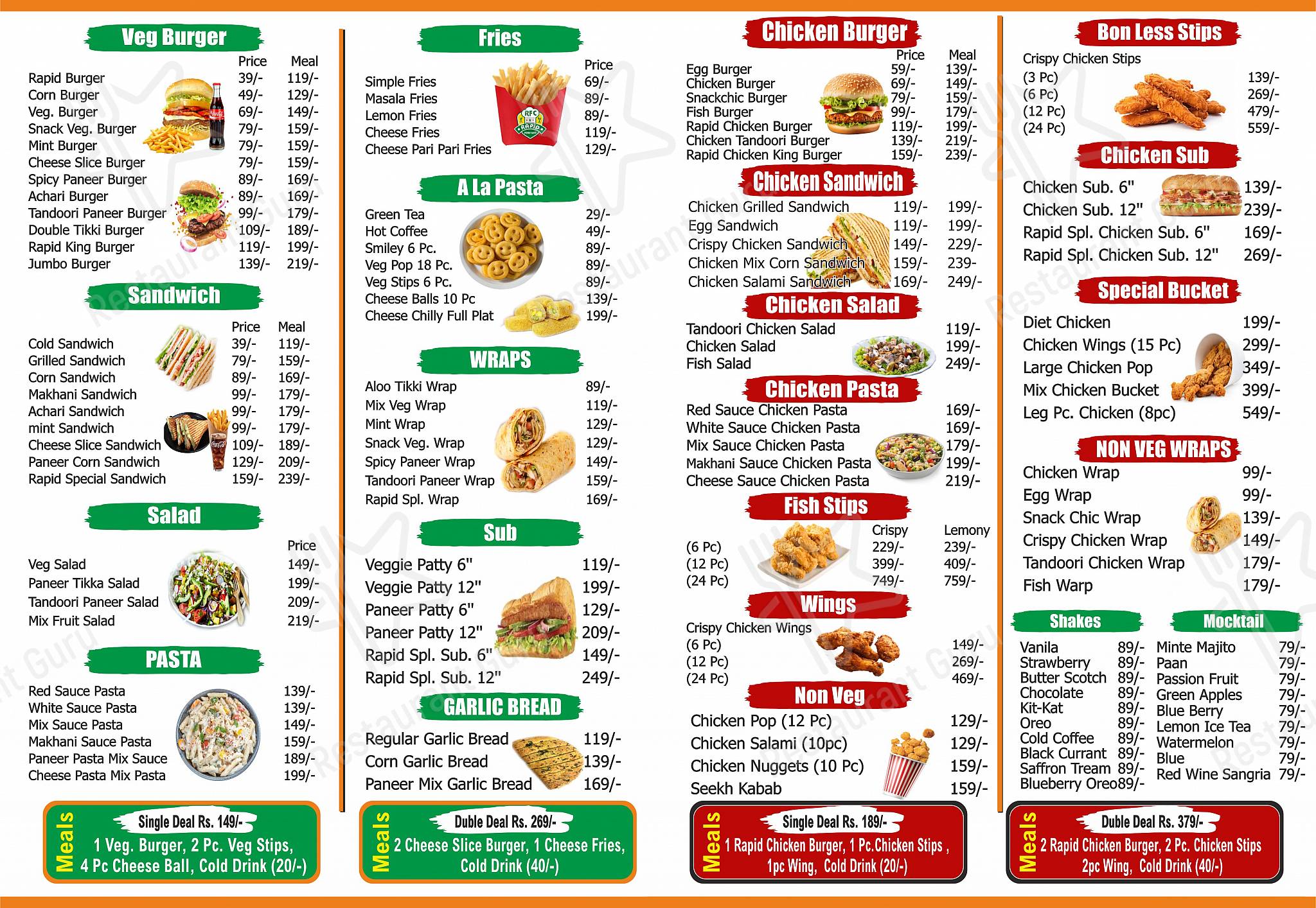 Menu at Rapid Food Cafe, Bhai Rupa