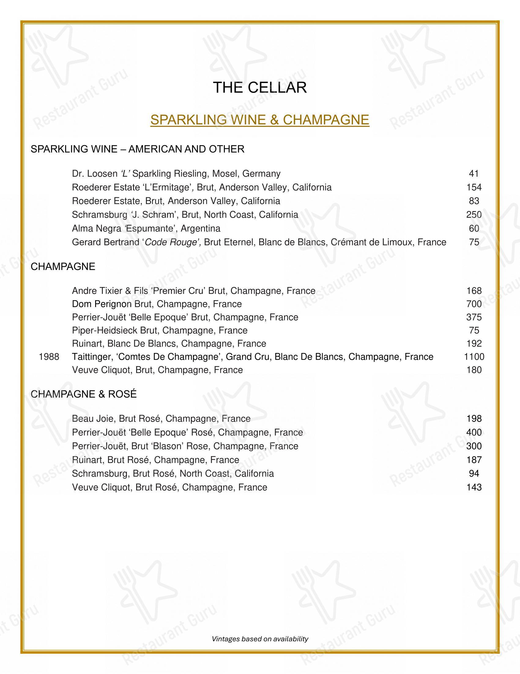 Menu at Ray's on the River steakhouse, Sandy Springs