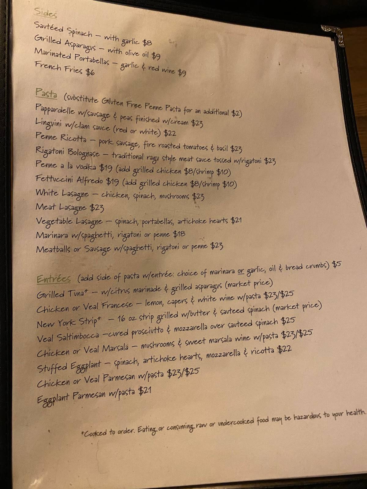Menu at Razzo restaurant, Norfolk, W Little Creek Rd