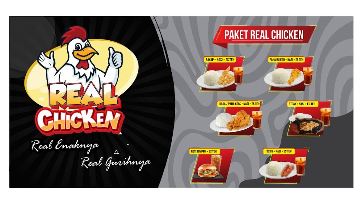 Menu at Real Chicken restaurant, Indonesia, W7F7+RW7