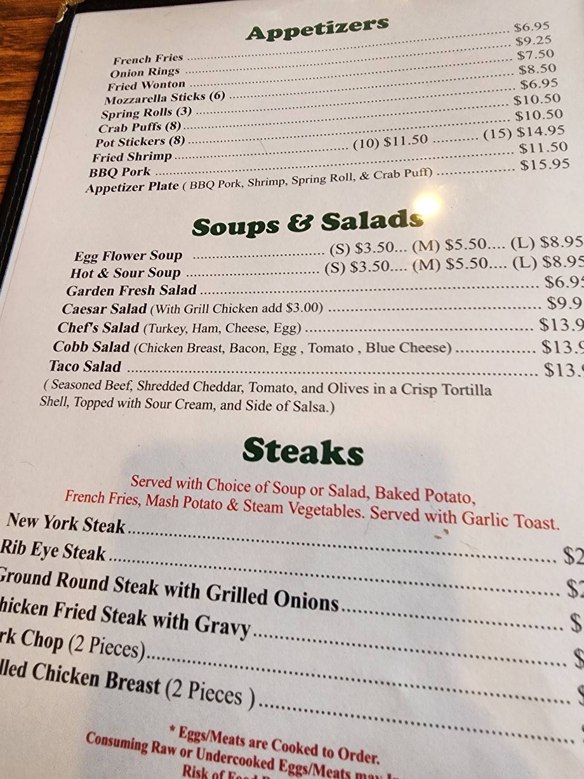 Menu at Red Apple Restaurant, Boring
