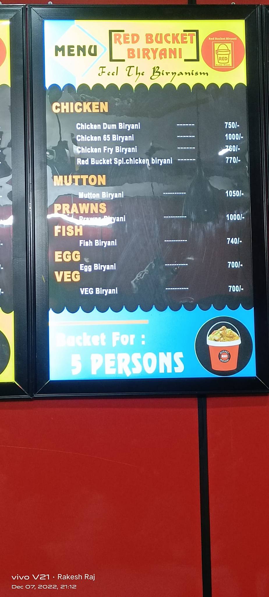 Menu at Red Bucket Biryani Siddipet, Siddipet