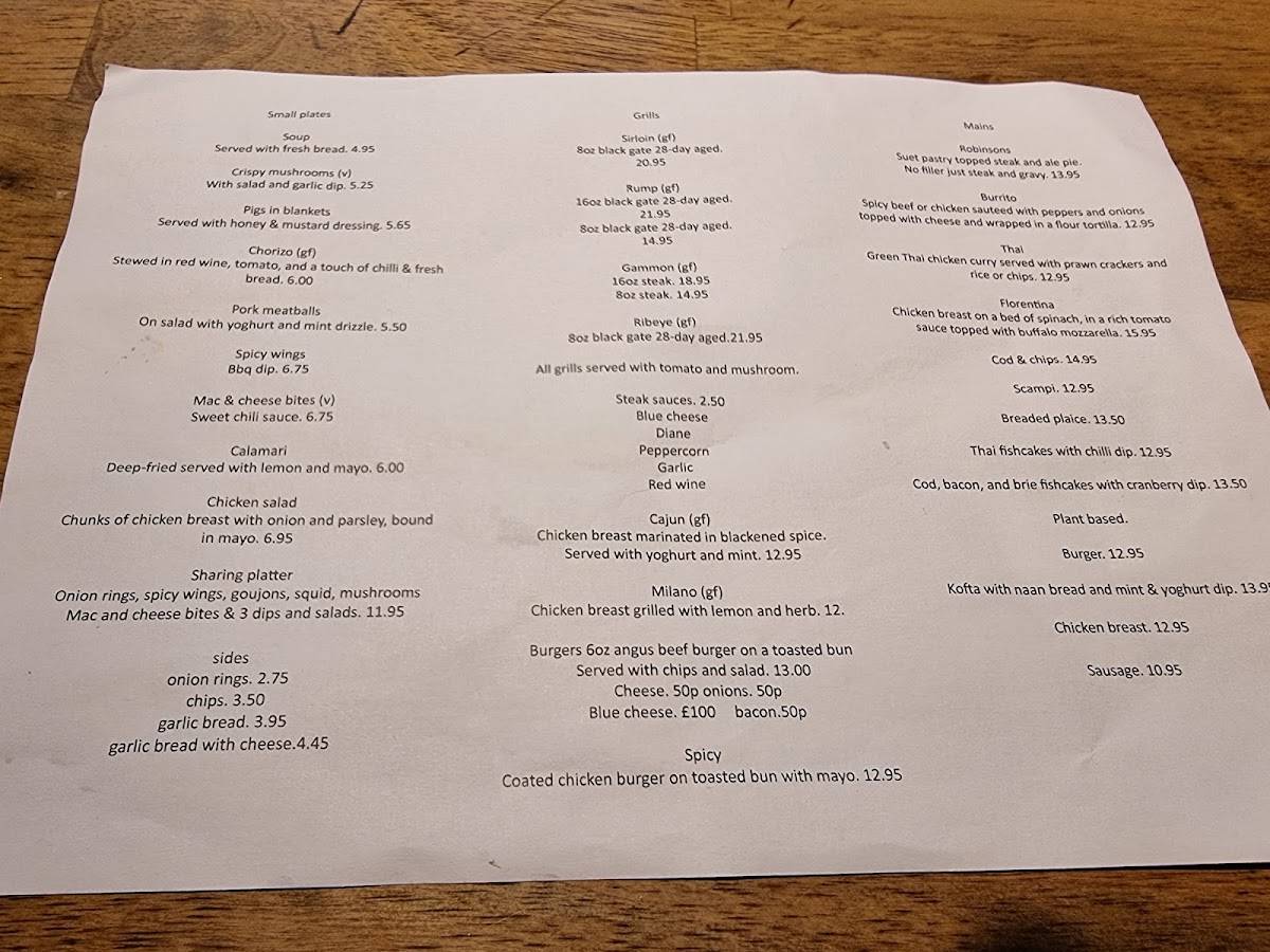 Menu at Red Bull, Church Lawton pub & bar, Stoke-on-Trent, Congleton Rd S