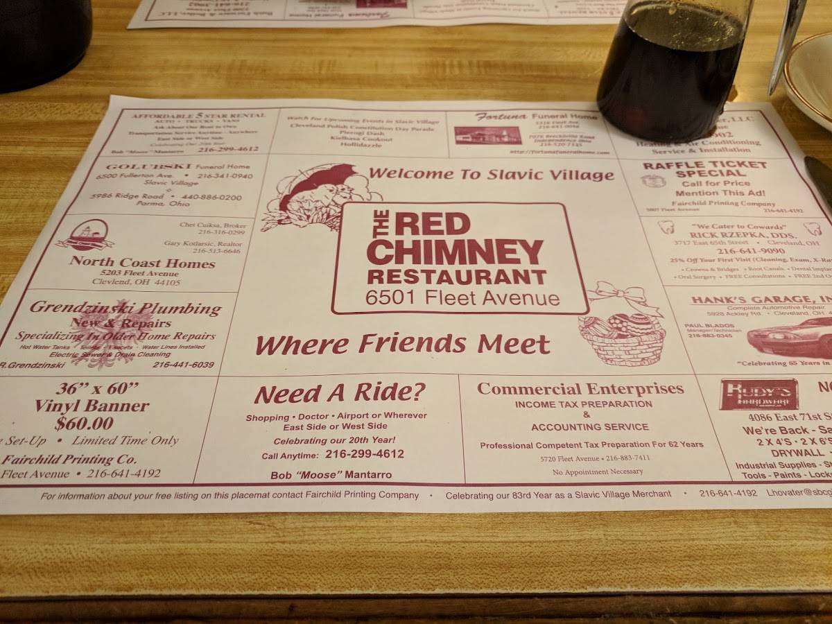 Menu at Red Chimney restaurant, Cleveland