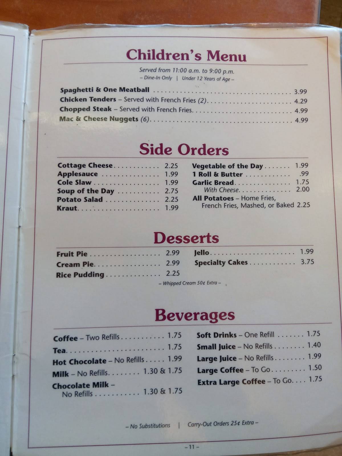 Menu at Red Chimney restaurant, Cleveland
