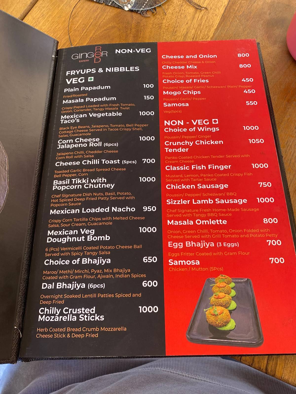 Menu at Red Ginger restaurant, Nairobi