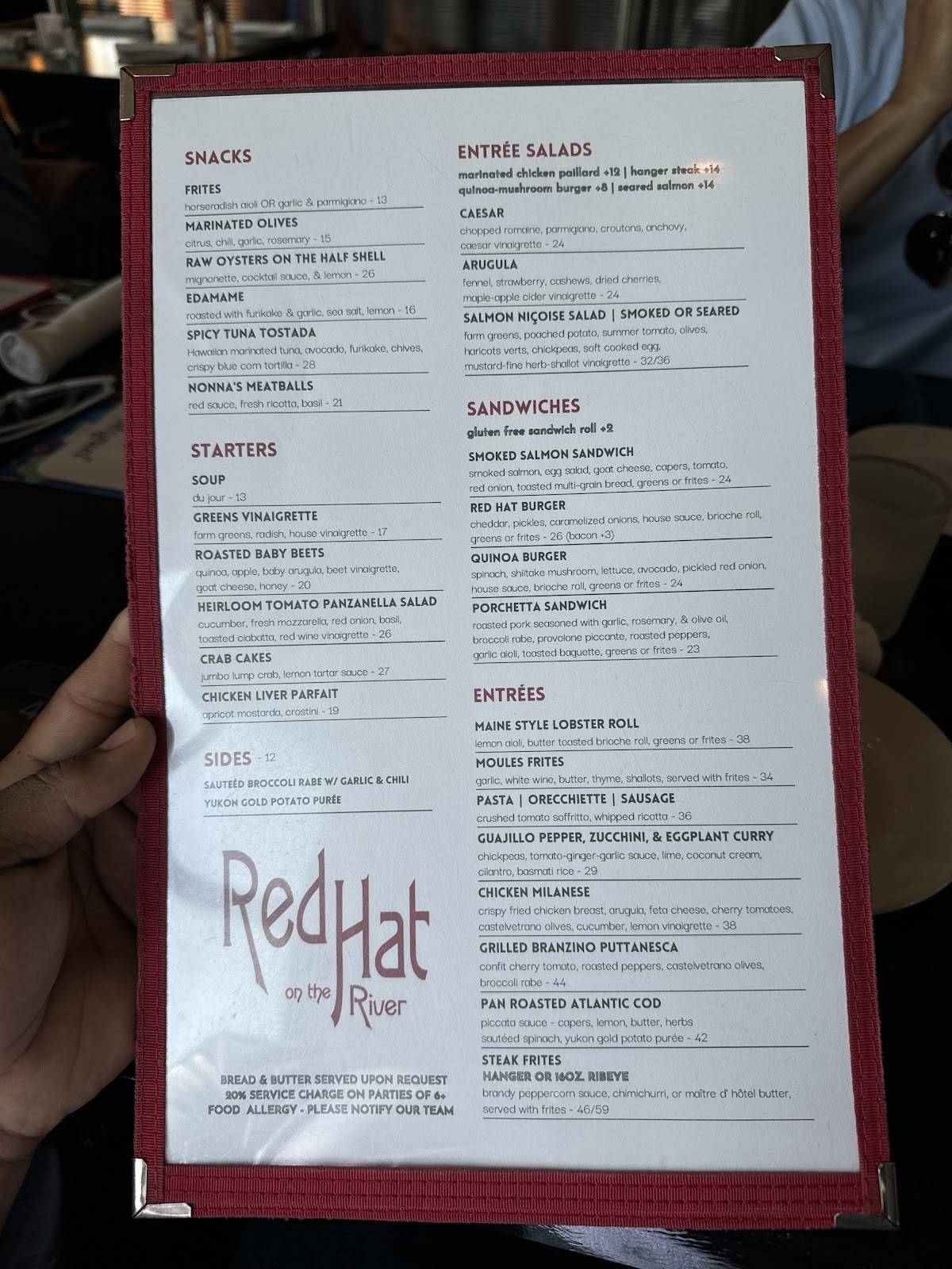 Menu at Red Hat on the River pub & bar, Irvington