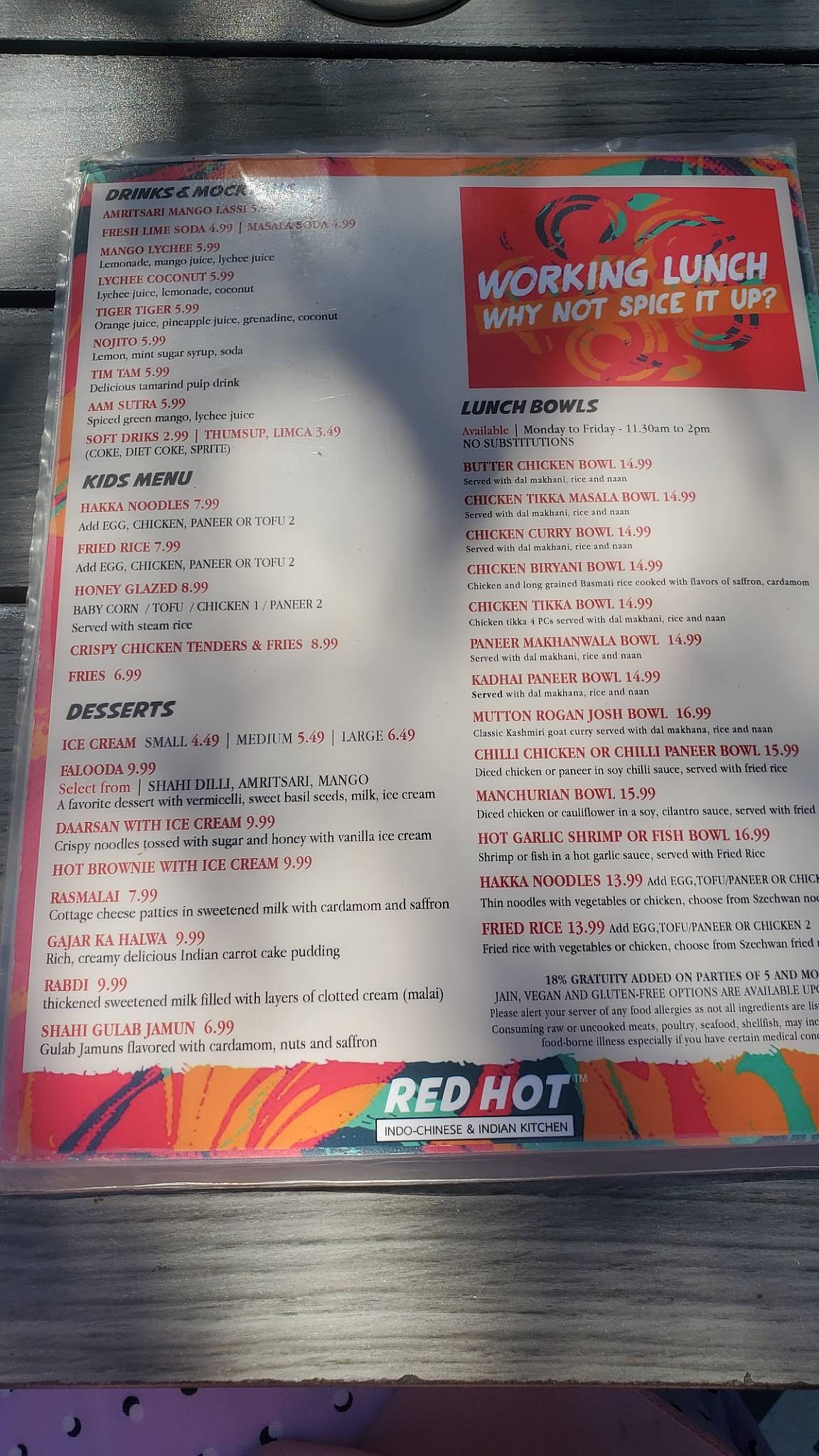 Menu at Red Hot - Indo Chinese & Indian Kitchen restaurant, Richardson