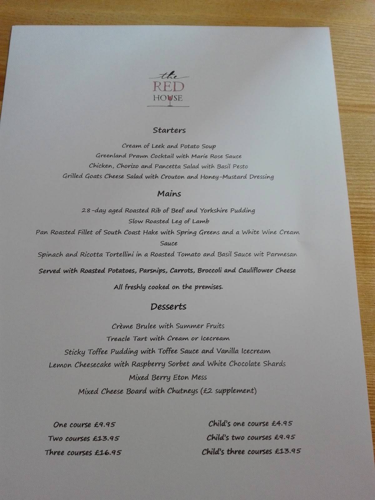 Menu at The Red House pub & bar, Yeovil