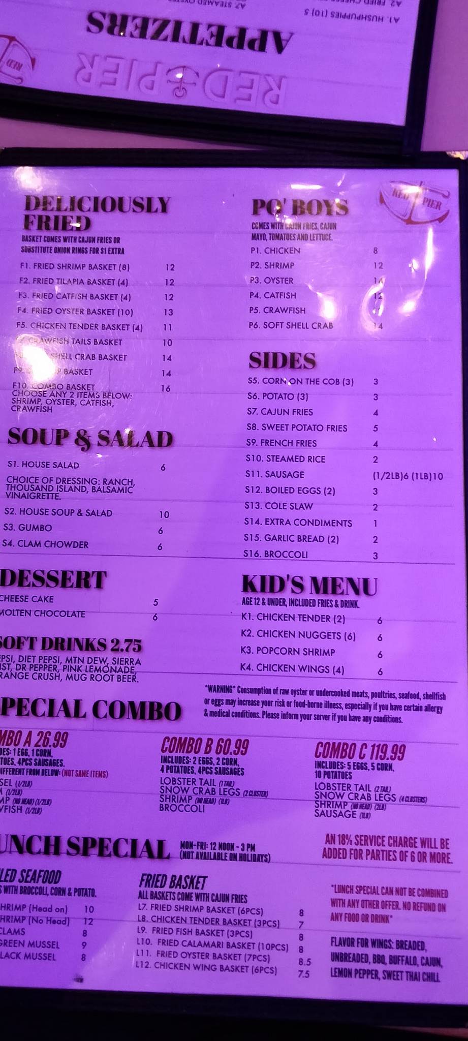 Menu at Red Pier Cajun Seafood & Bar - Church Rd / Pepper Chase, Southaven