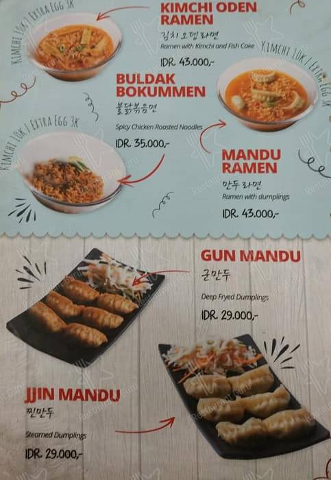 Menu at Red Sun restaurant, South Jakarta