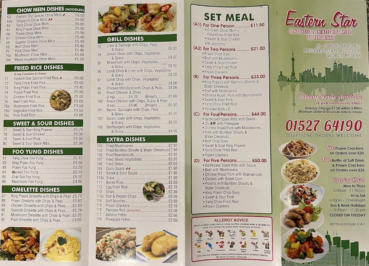Menu at Eastern Star fast food, Redditch