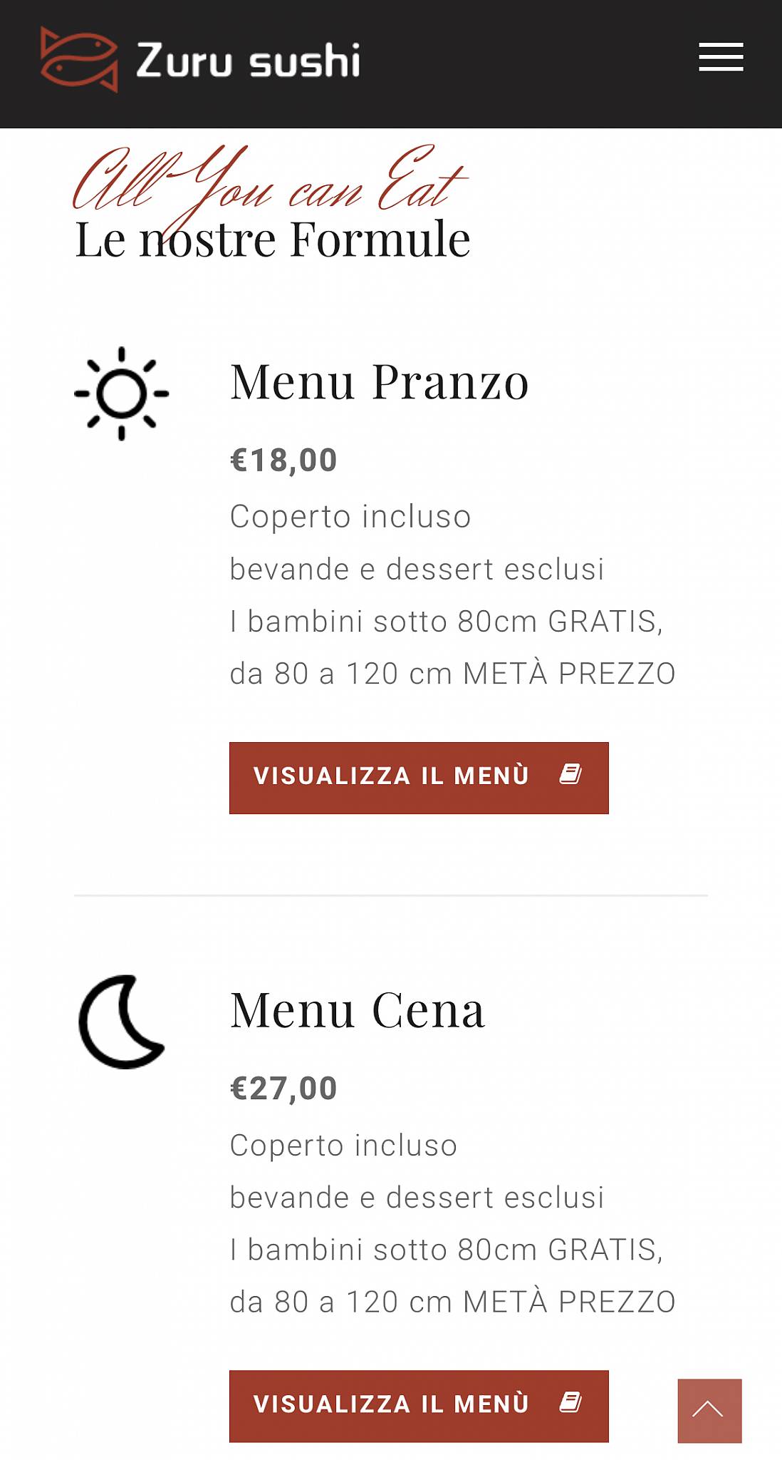 Carta del restaurante Zuru sushi, Regio del Calabria