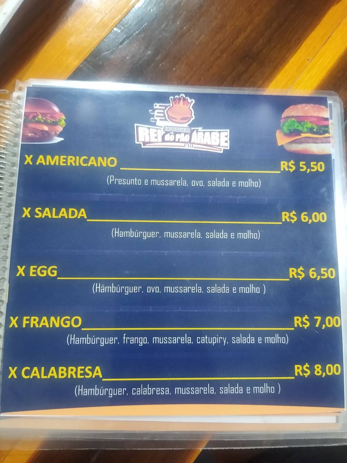 Menu em Rei do Pão Árabe restaurante, Brasil, R. Cicero Alencar