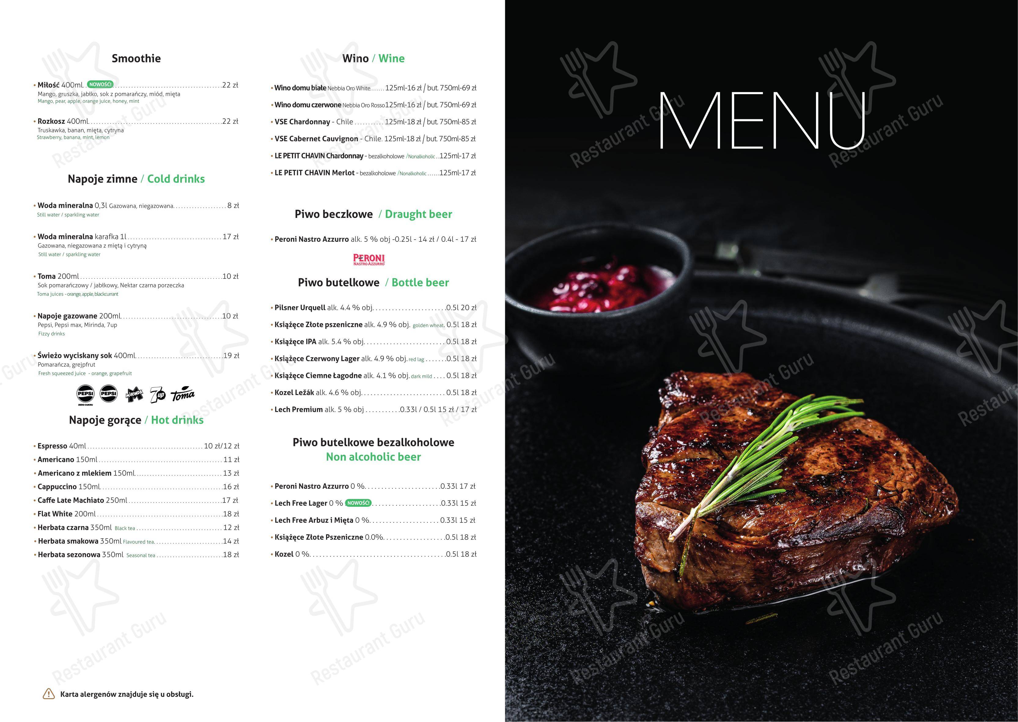 Menu at Restauracja Mio Piano pub & bar, Torun