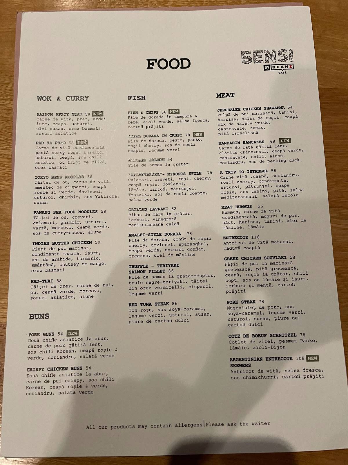 Menu at 5ENSI by BeanZ Cafe, Bucharest