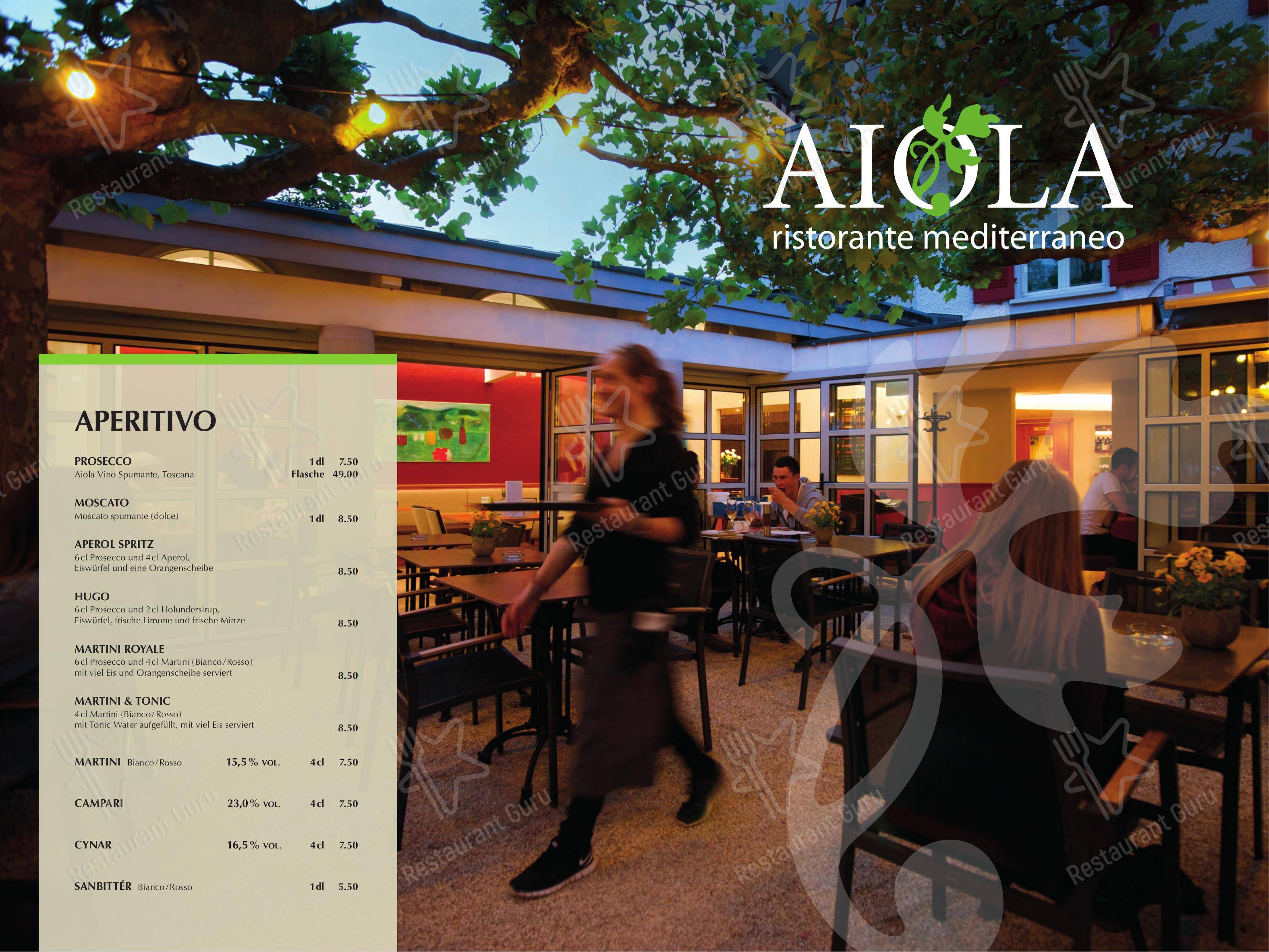 Menu at Aiola, Sarnen