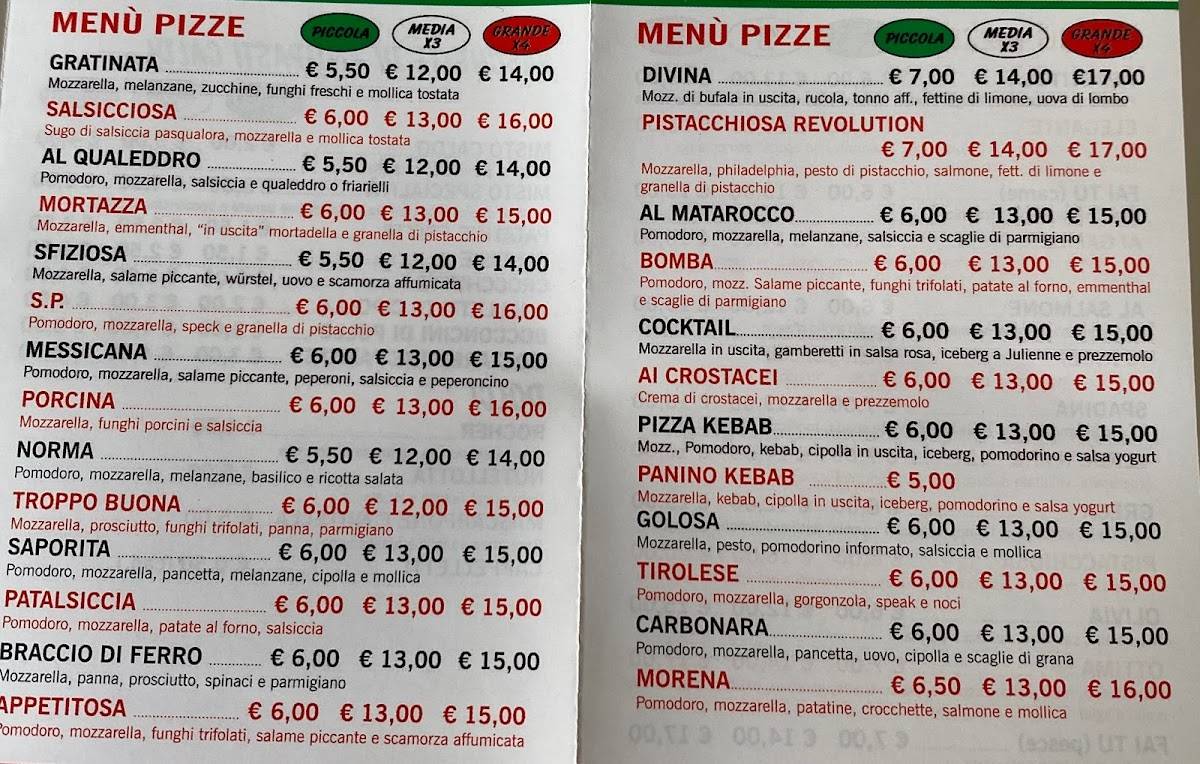 Menu au Amore A Prima Pizza Di Mirko Patti restaurant, Marsala