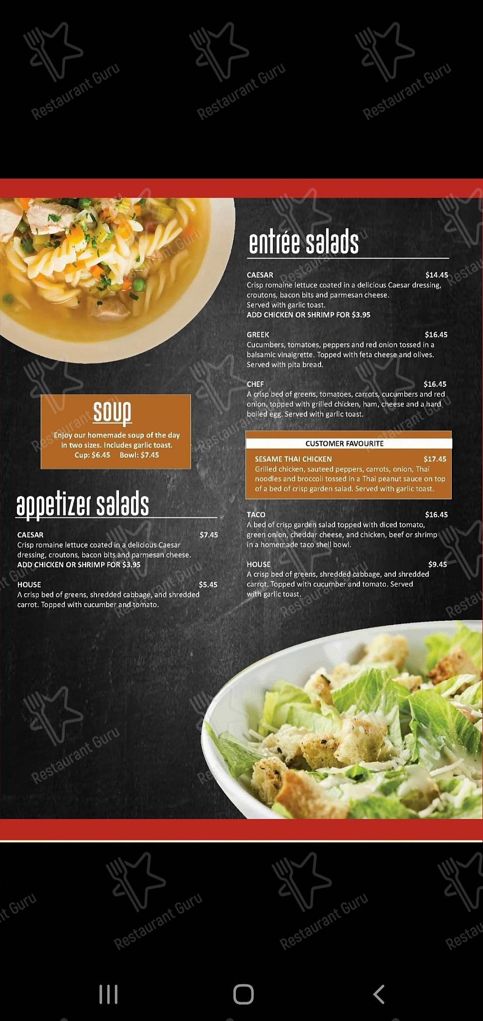 Menu at Armour Mountain Restaurant, Barrière