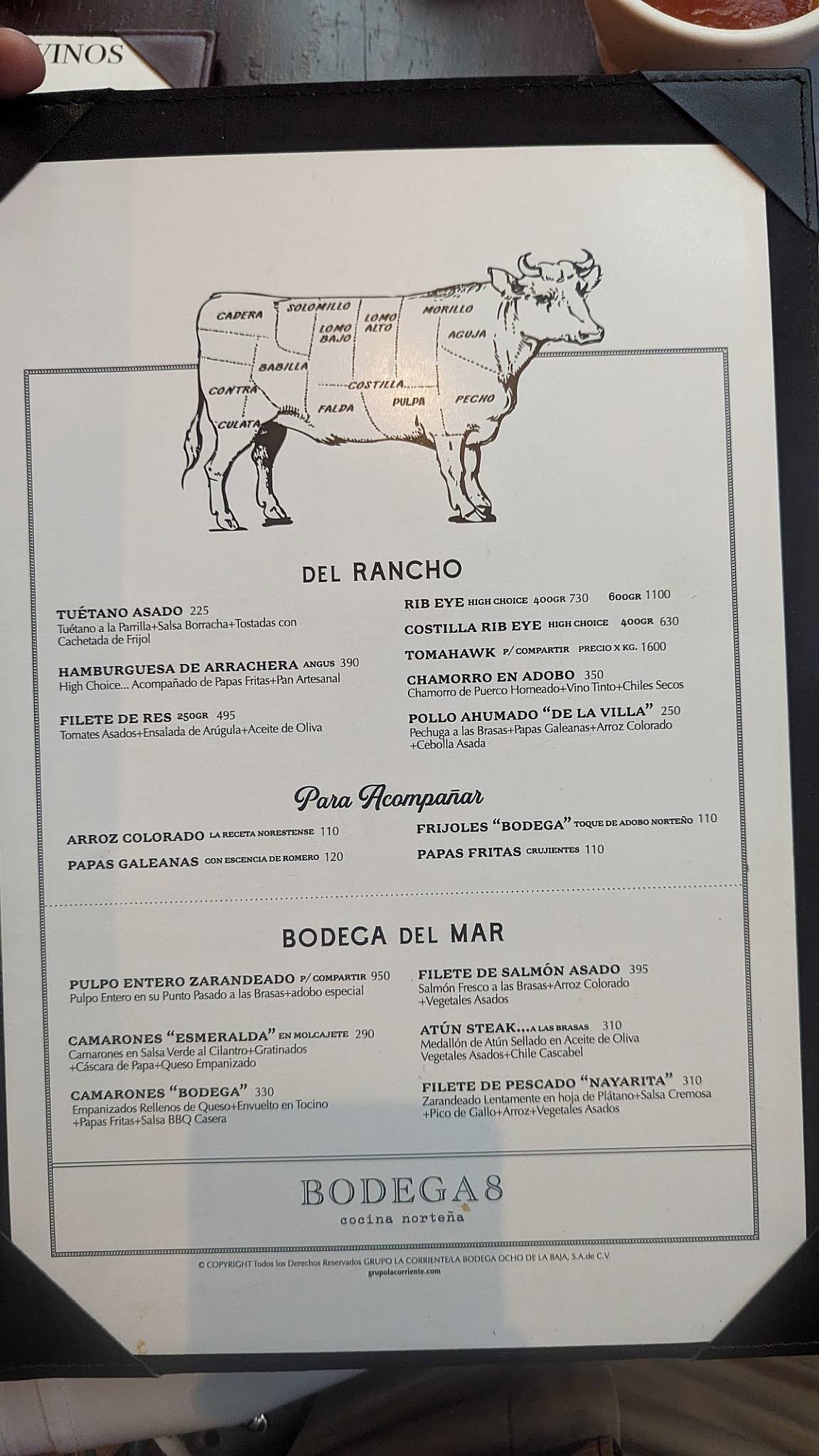 Menu at BODEGA 8 restaurant, Mexicali