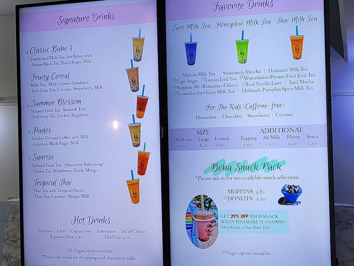 Speisekarte von Babe's Boba Tea cafe, Kaiserslautern