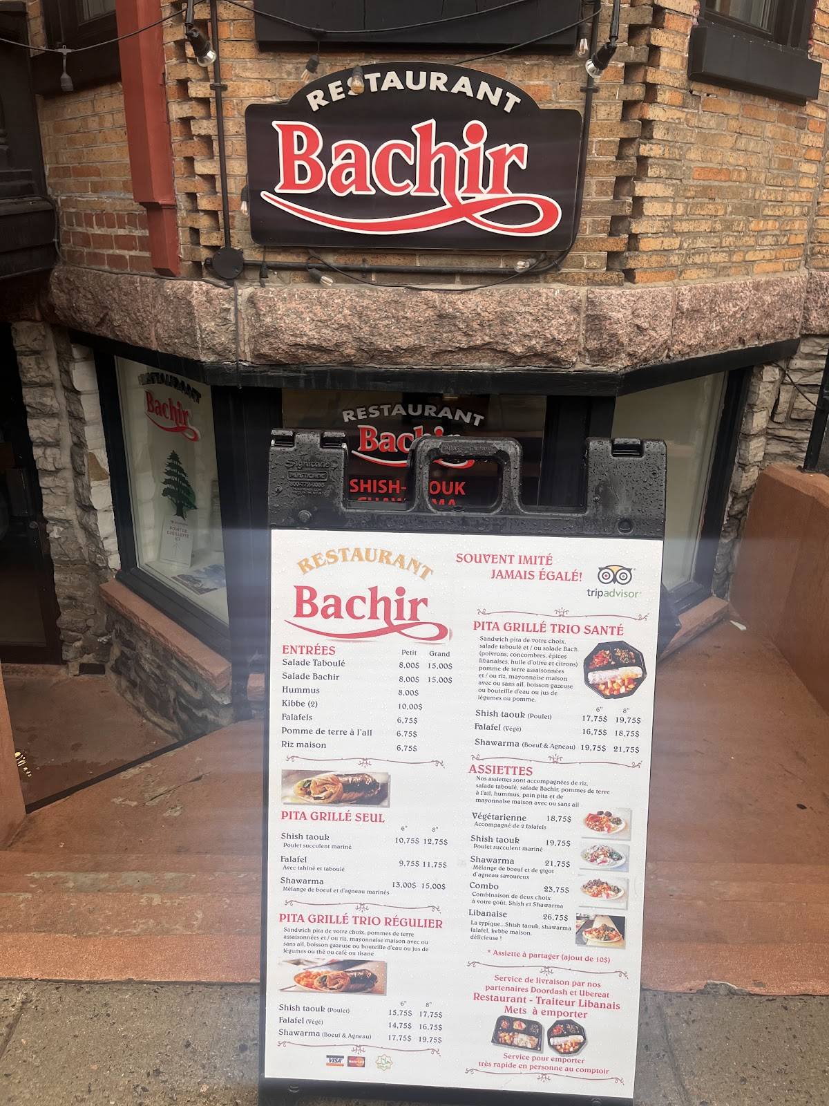 Menu at Restaurant Bachir, Québec City