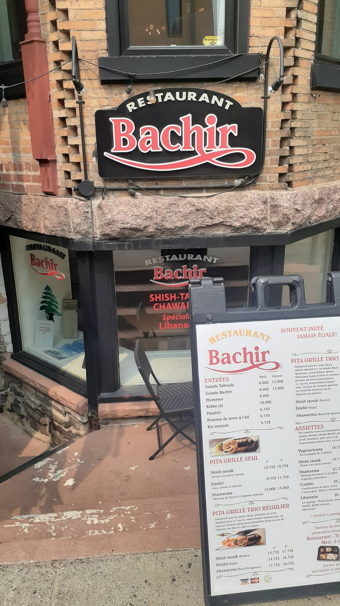 Menu at Restaurant Bachir, Québec City
