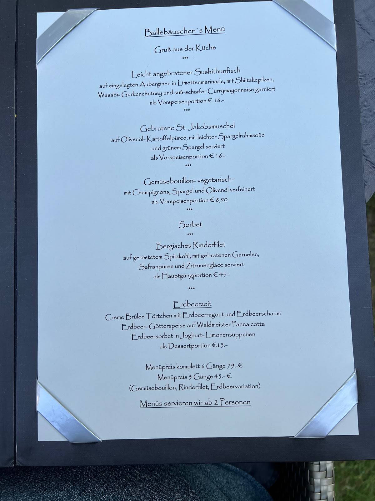 Speisekarte von Allmanns Gasthaus Ballebäuschen restaurant, Reichshof