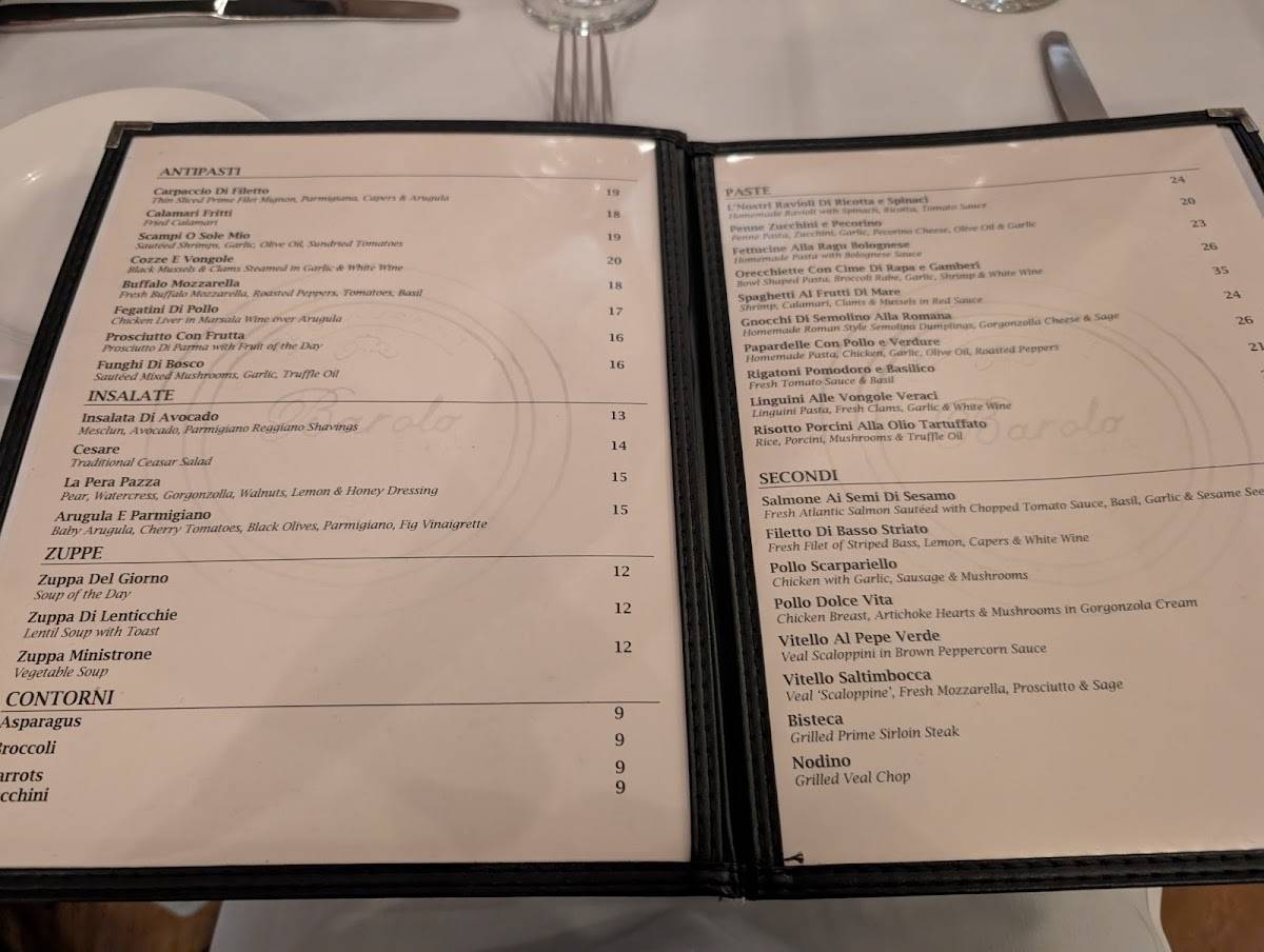 Menu at Barolo East, New York City