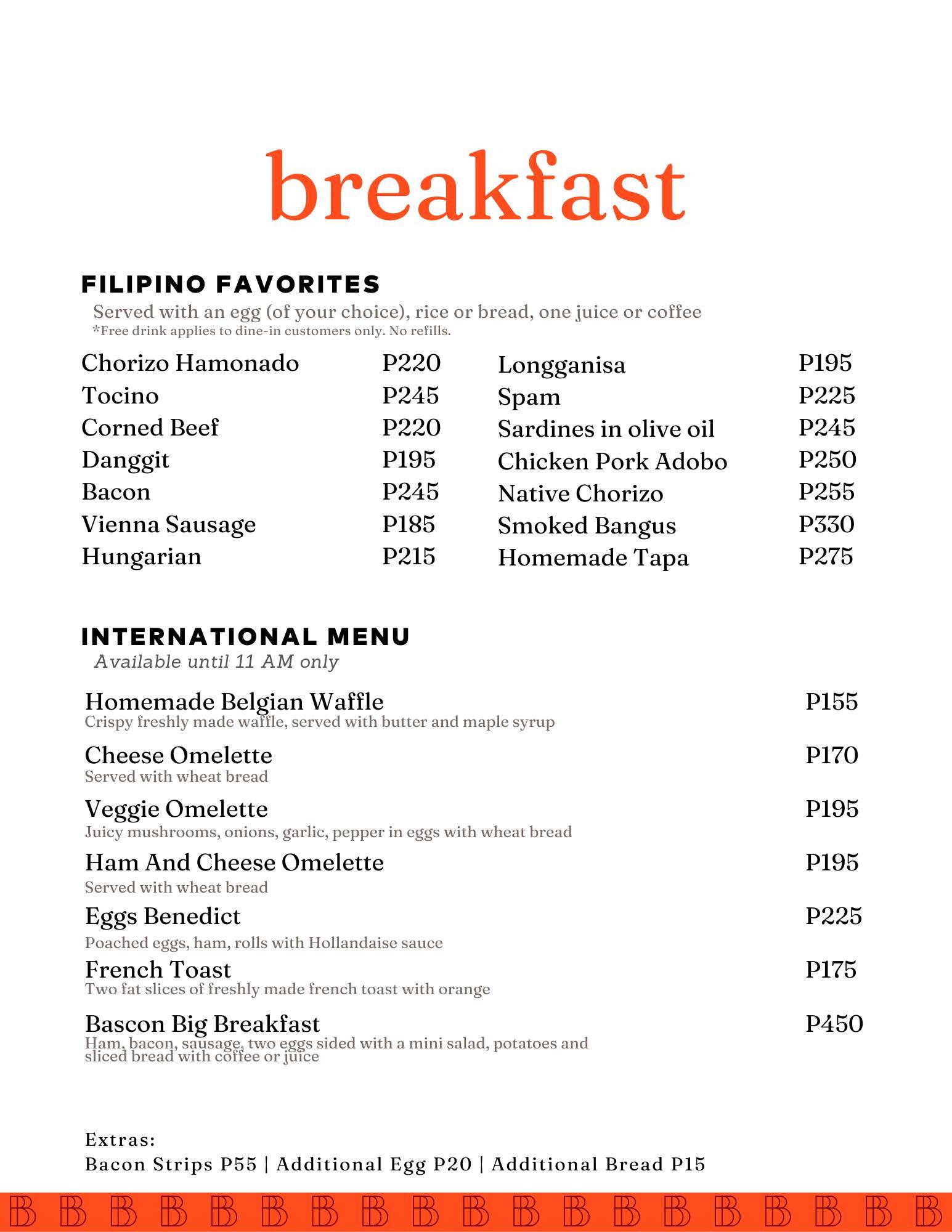 Menu at Bascon Cafe, Bacolod, 27 Lacson St
