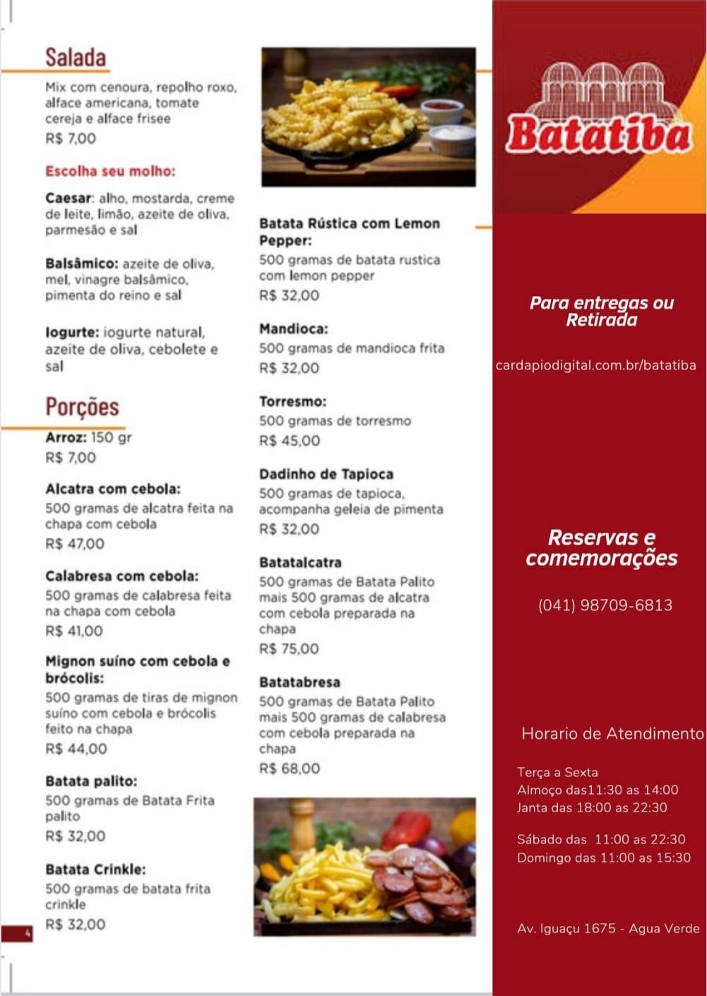 Menu em Batatiba Agua Verde restaurante, Curitiba