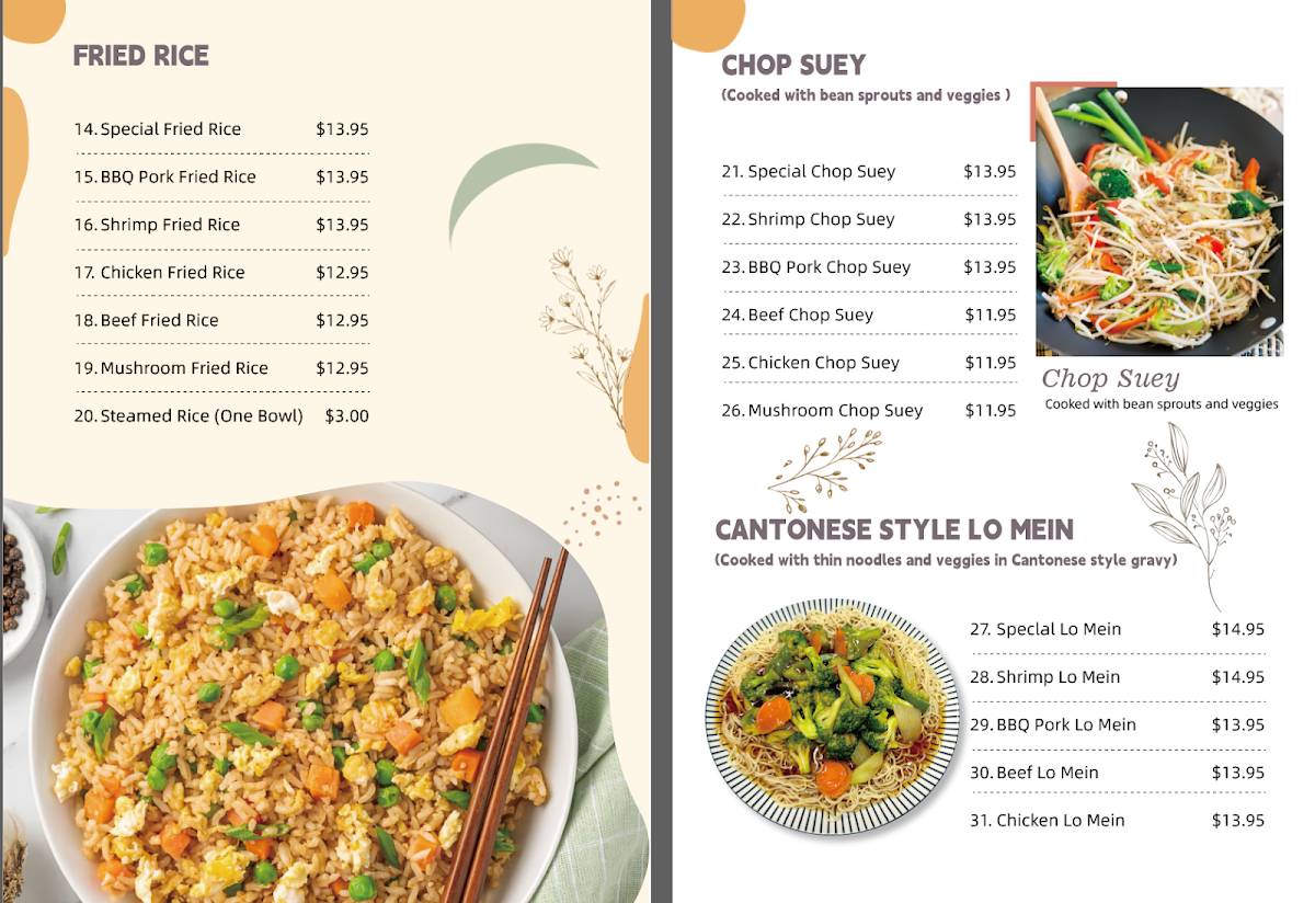 Menu at Bethune Chinese Kitchen restaurant, Bethune