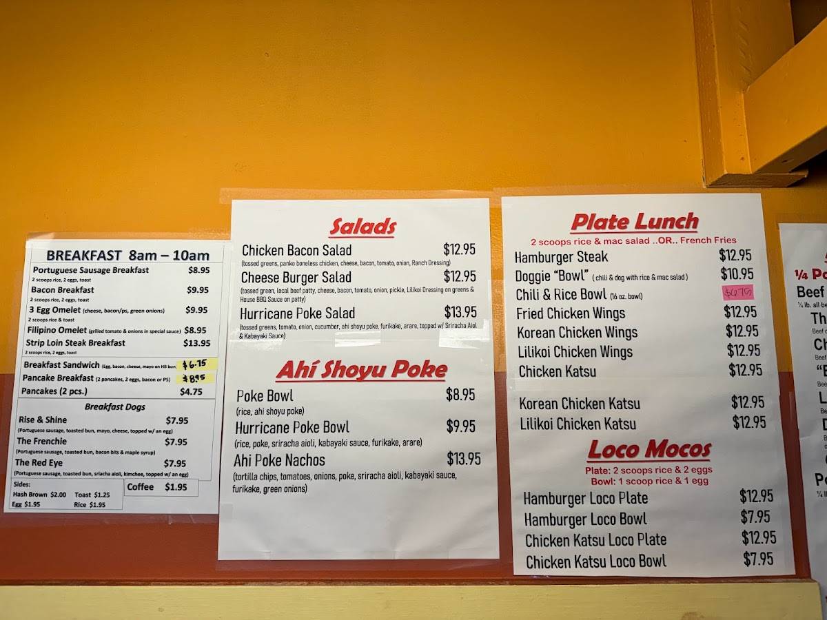 Menu at Big Island Top Dogs restaurant, Hilo