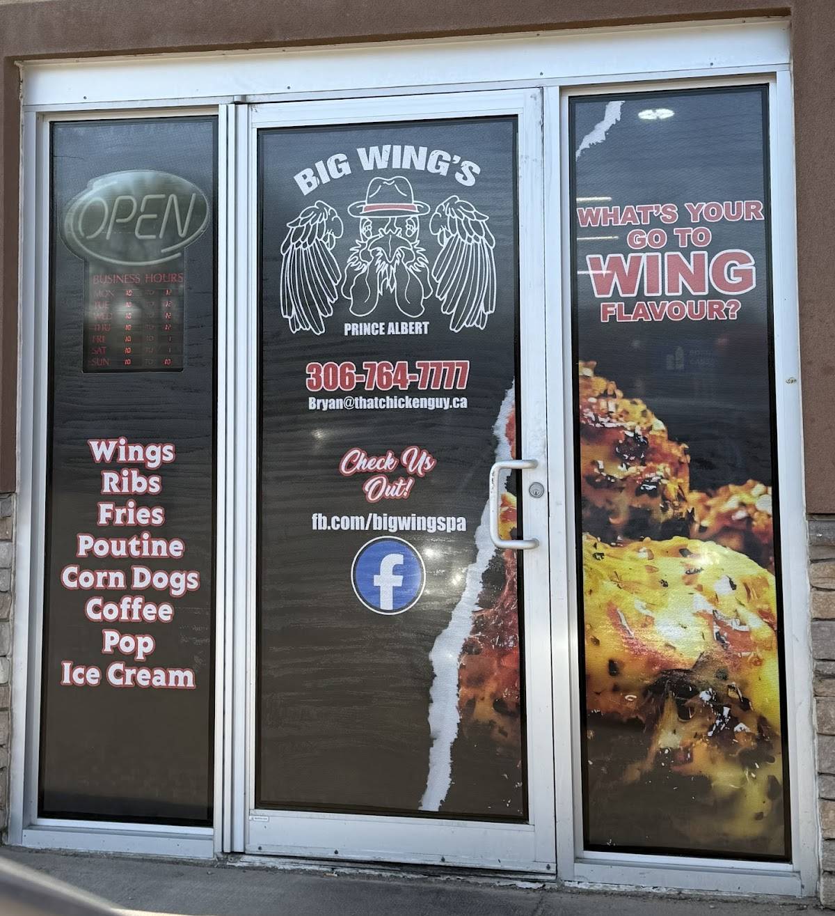 Menu at Big Wing's Prince Albert restaurant, Prince Albert