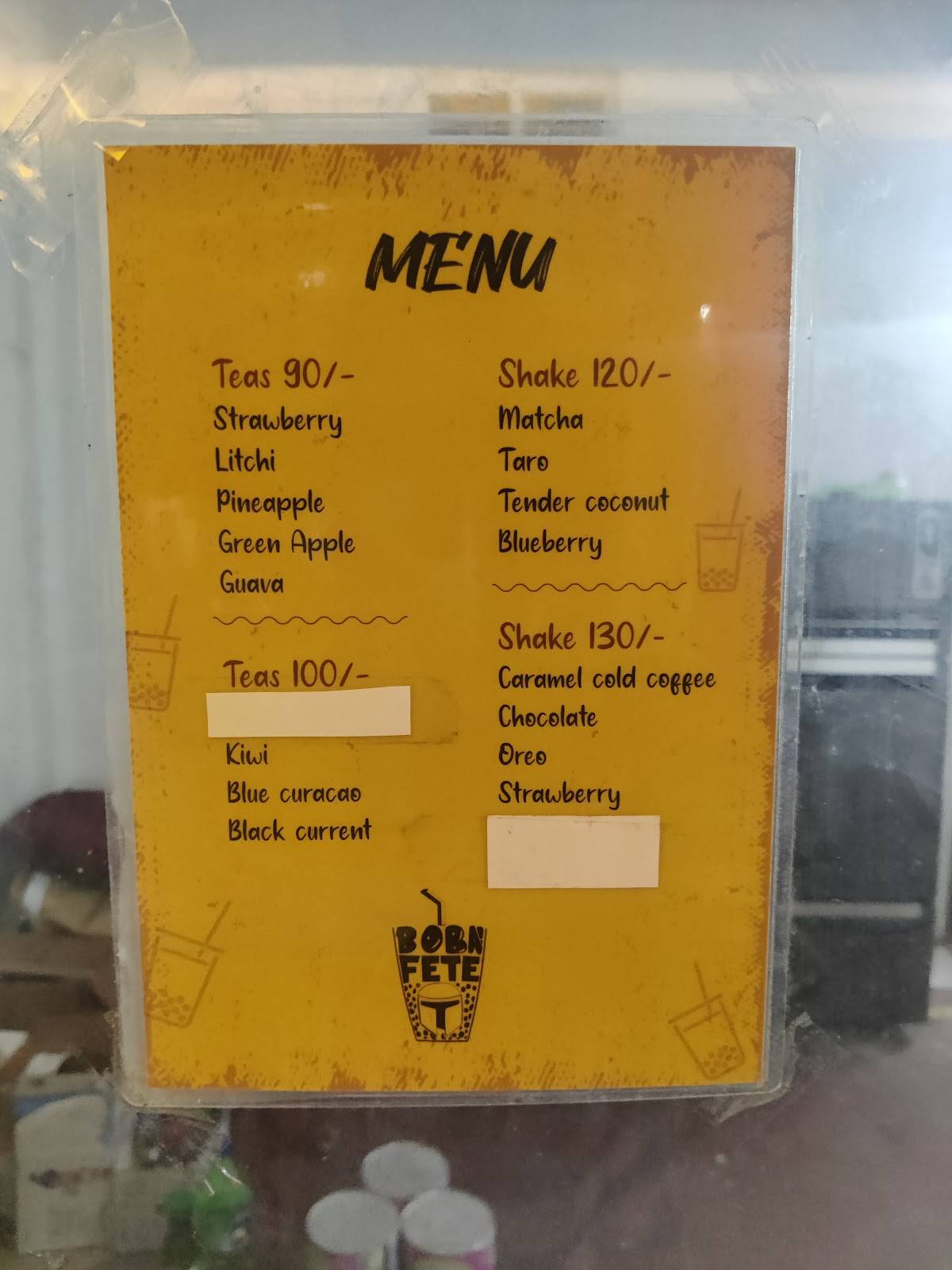 Menu at Boba Fete, Ernakulam