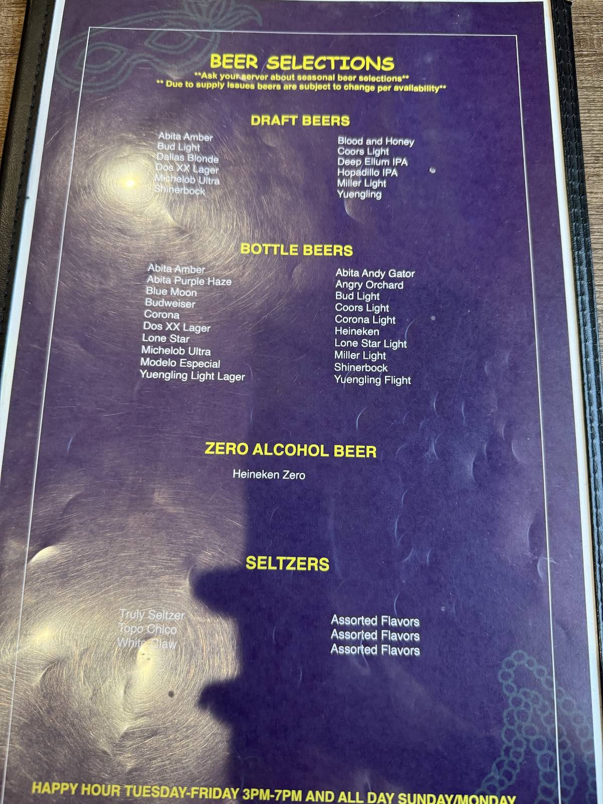 Menu at Boo Rays of New Orleans restaurant, Crowley
