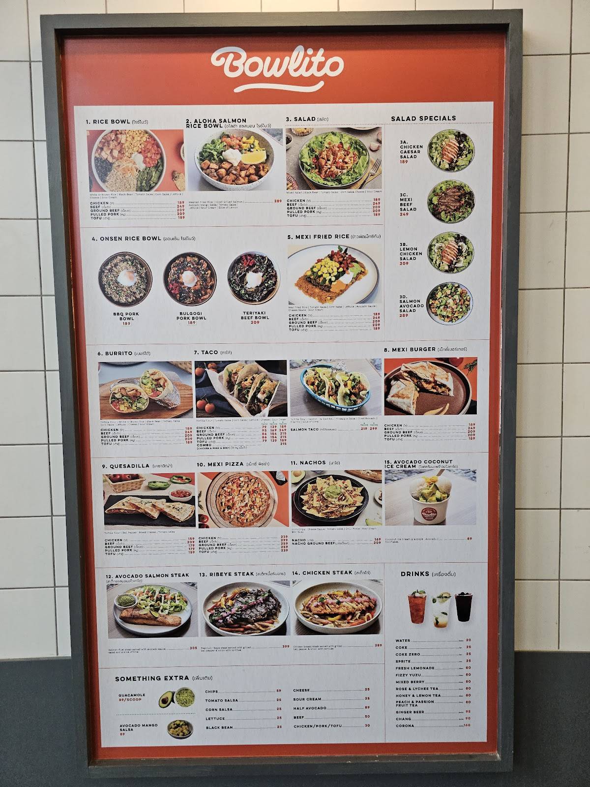 Menu at Bowlito Sathorn Square restaurant, Bangkok, 98 Sathorn Square