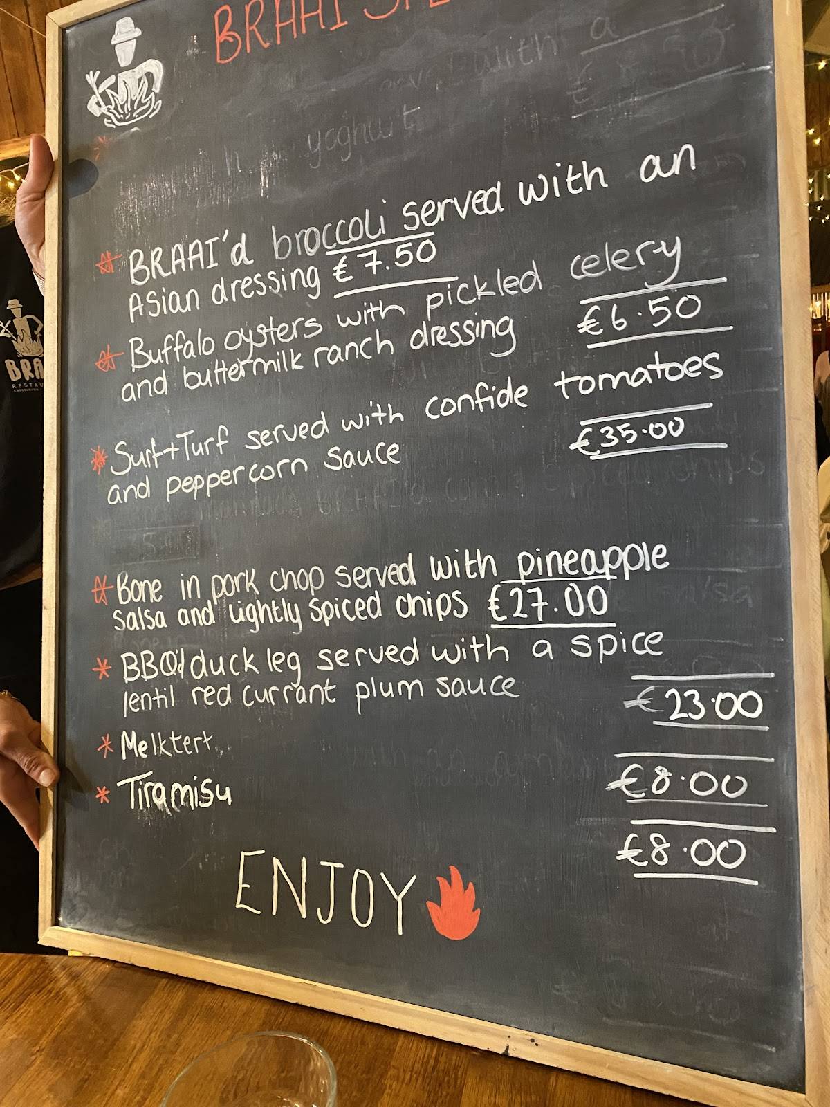 Menu at Braai Restaurant Creeslough, Creeslough