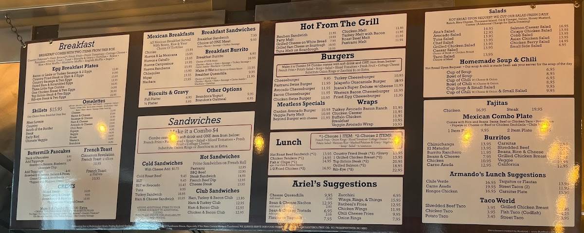 Menu at Brandon's Diner Jr. Of City Hall restaurant, Riverside