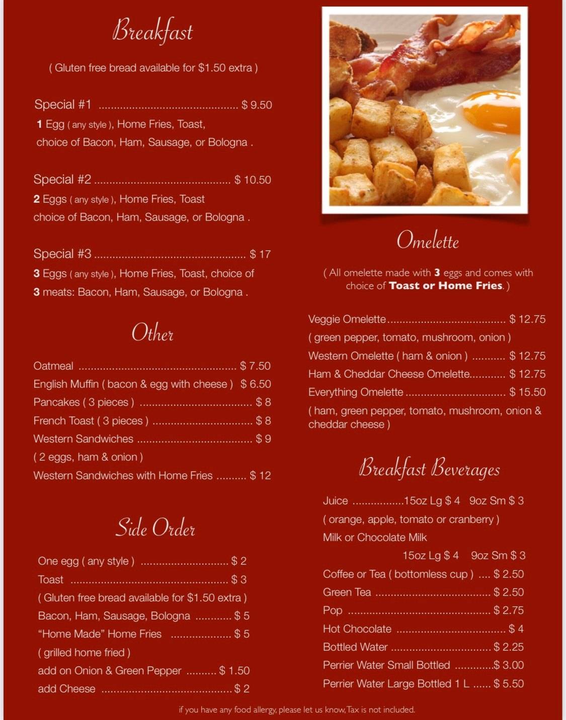 Menu at Bras D'Or View Restaurant And Kow's Inn, Bras D'or, Trans ...