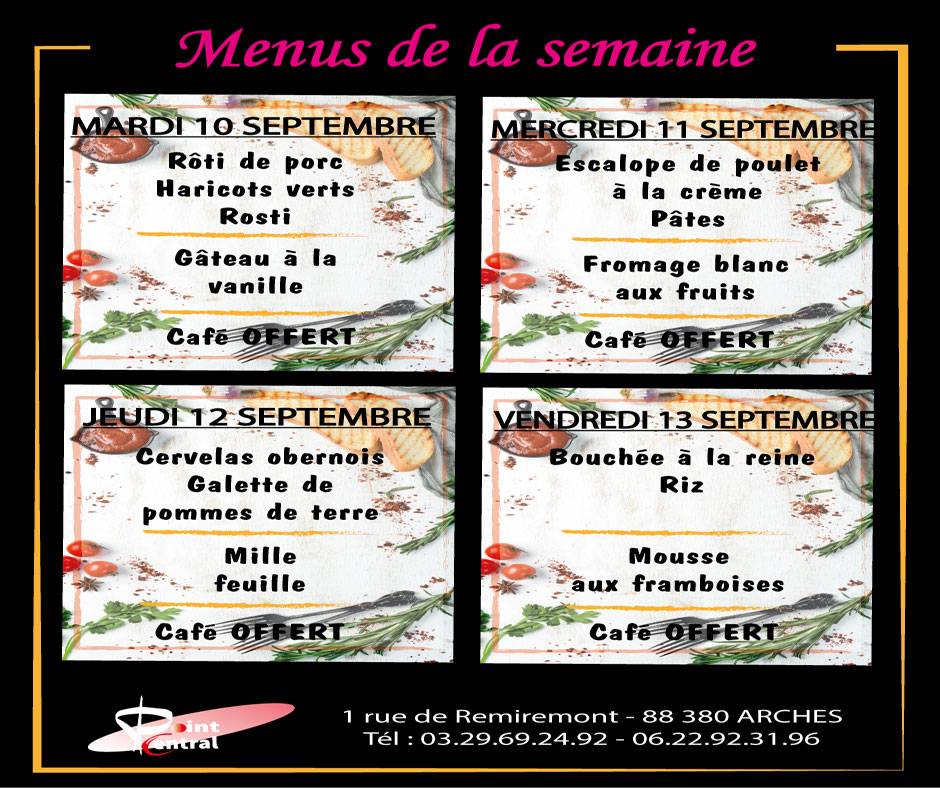 Menu au Restaurant Brasserie le Point Central Arches, Arches