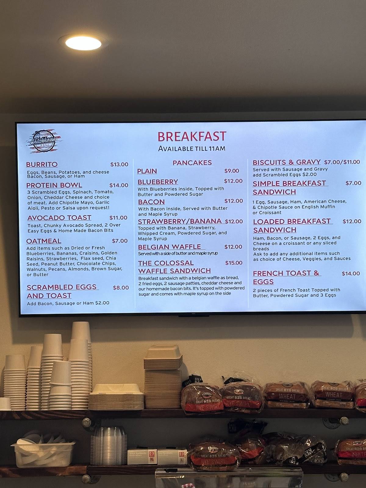 Menu at Brickhouse Deli restaurant, El Centro