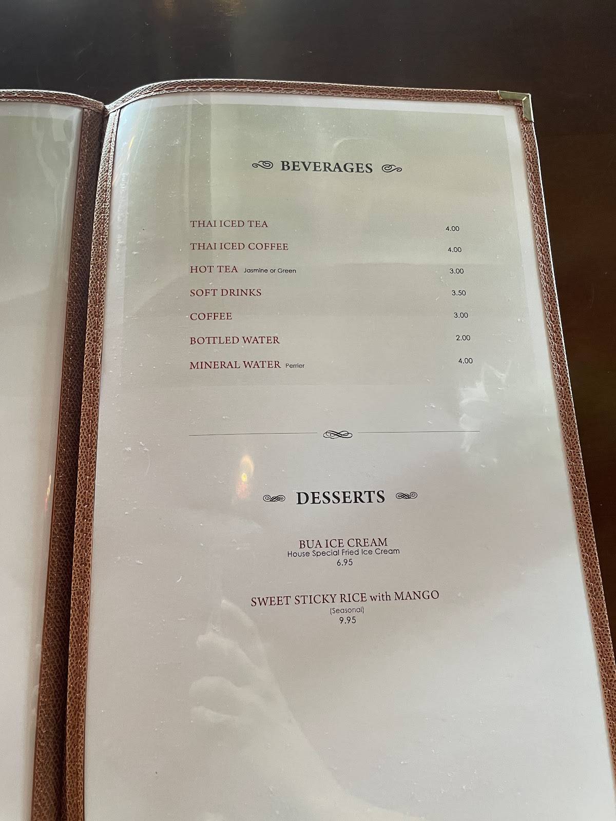 Menu at Bua Thai Cuisine restaurant, Claremont